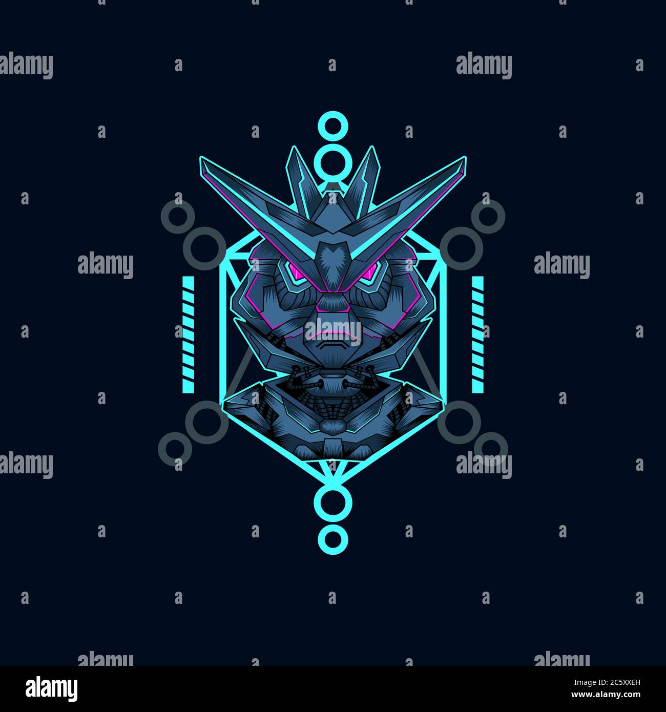 mecha with sacred geometry background vector graphic design ...