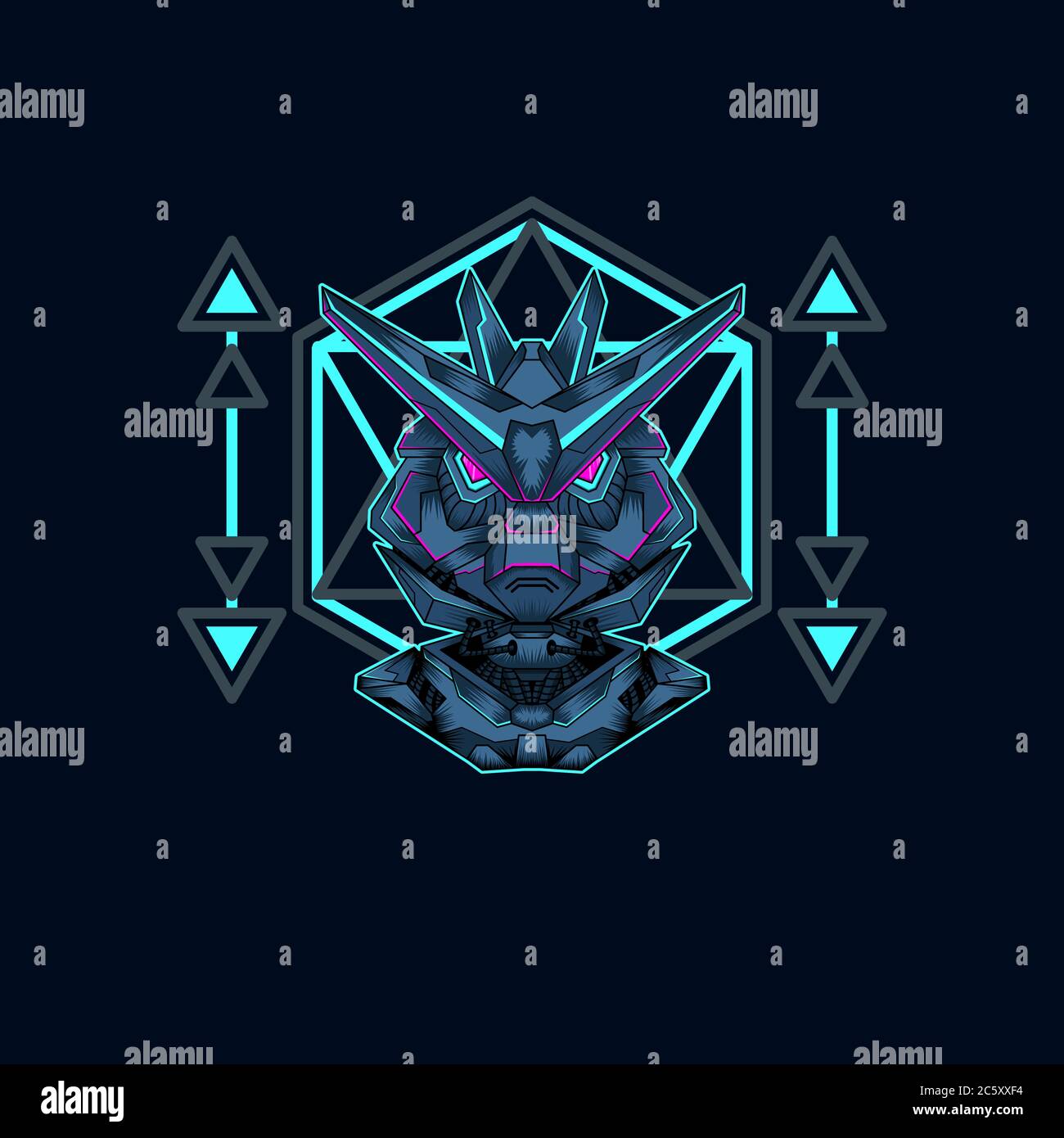 mecha with sacred geometry background vector graphic design ...