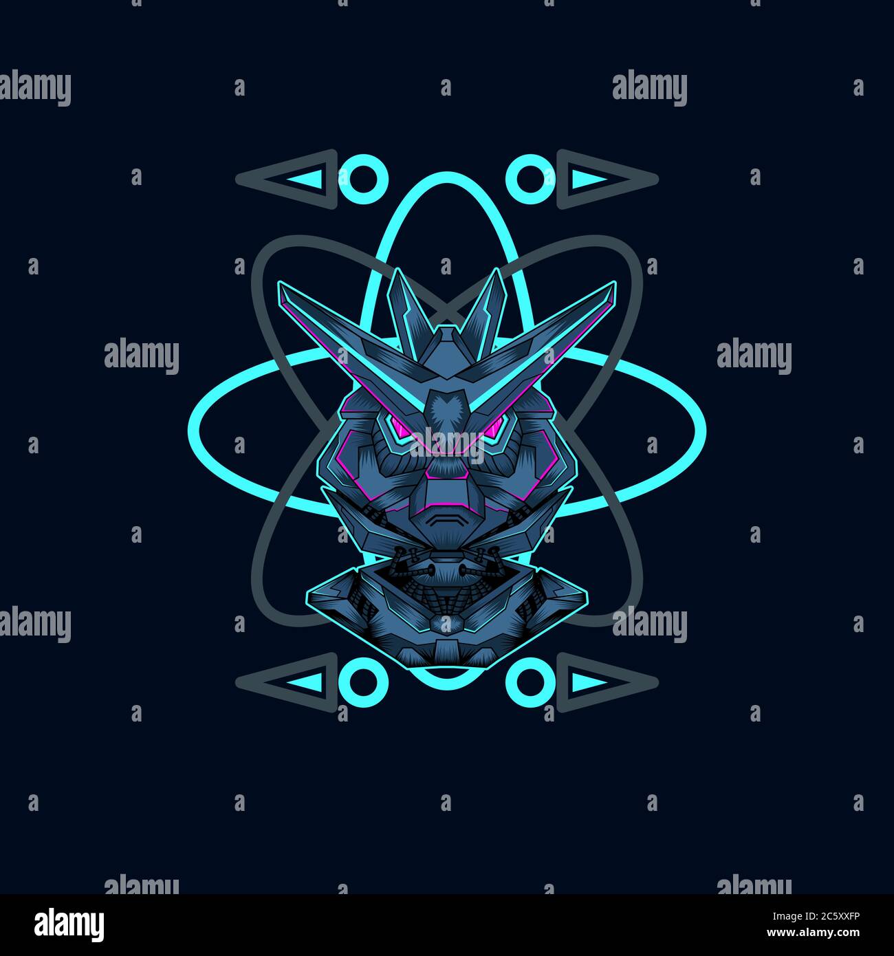 mecha with sacred geometry background vector graphic design ...