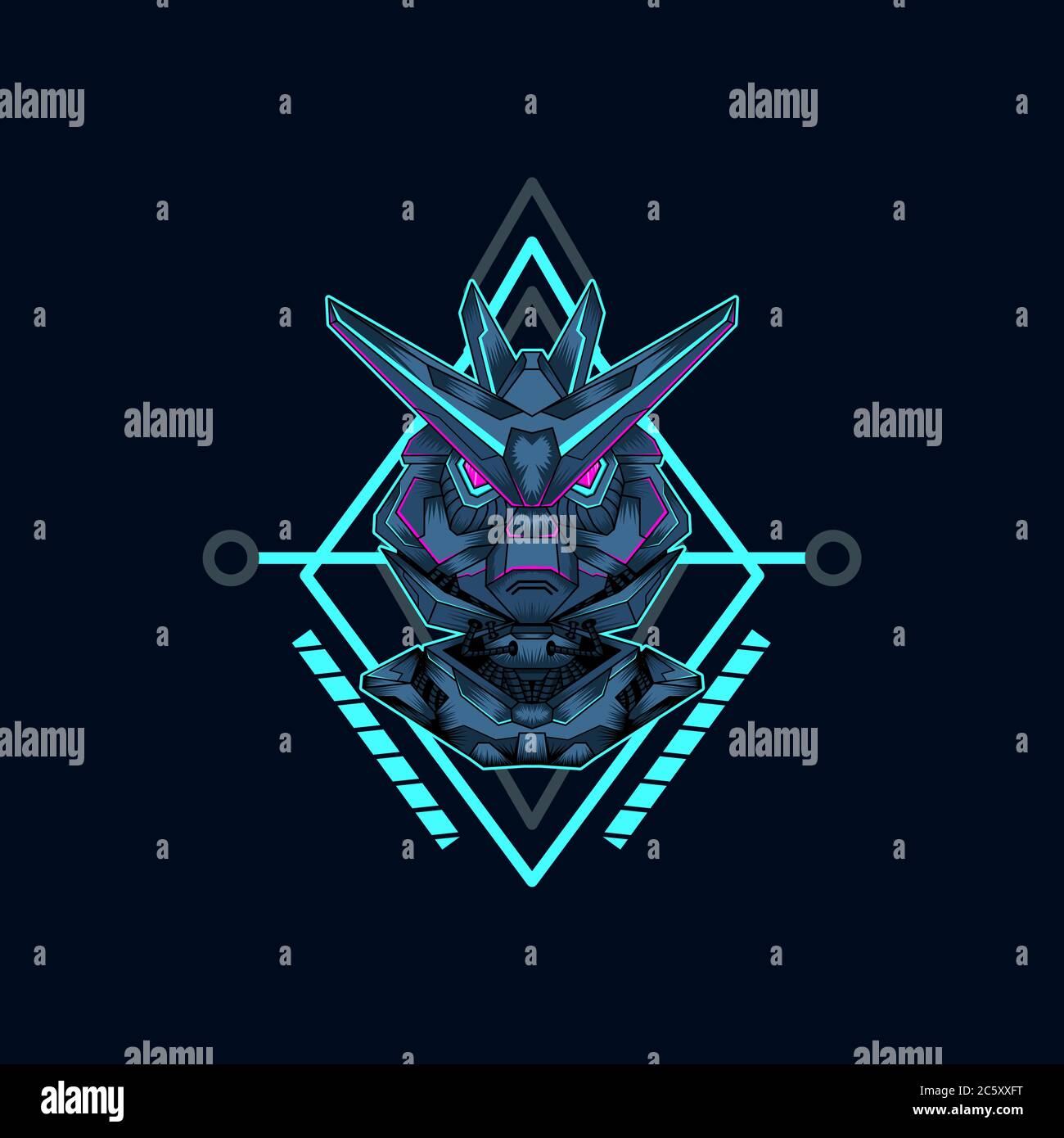 mecha with sacred geometry background vector graphic design ...