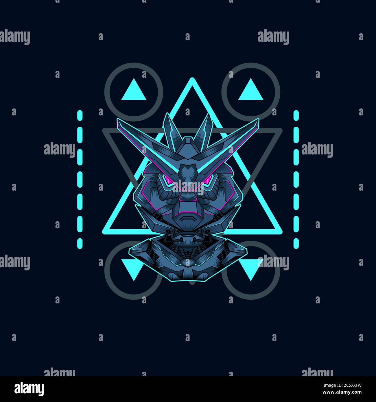 mecha with sacred geometry background vector graphic design ...
