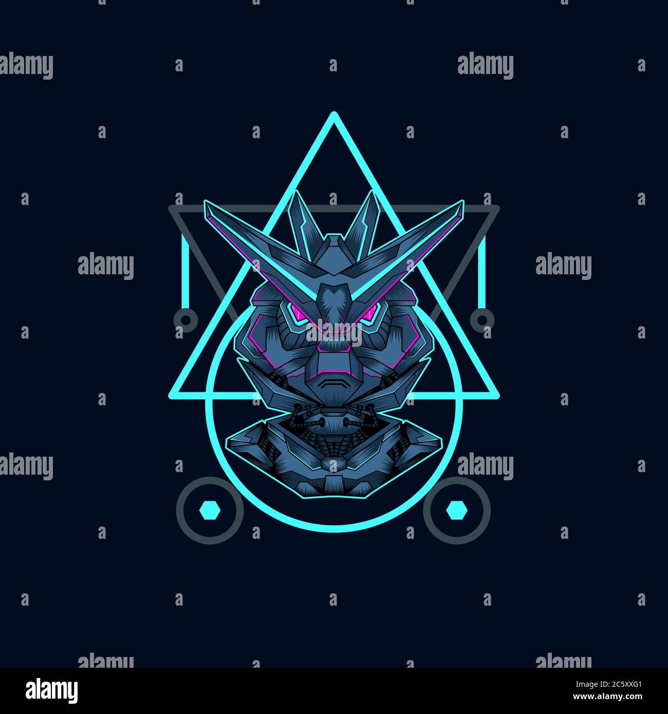 mecha with sacred geometry background vector graphic design ...
