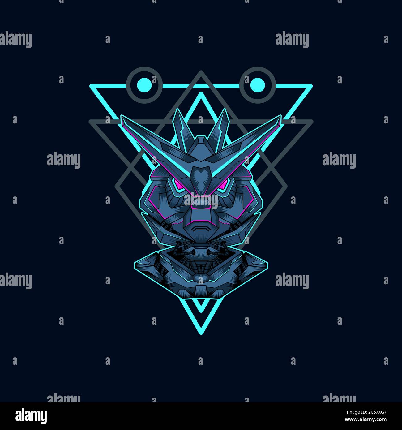 mecha with sacred geometry background vector graphic design ...