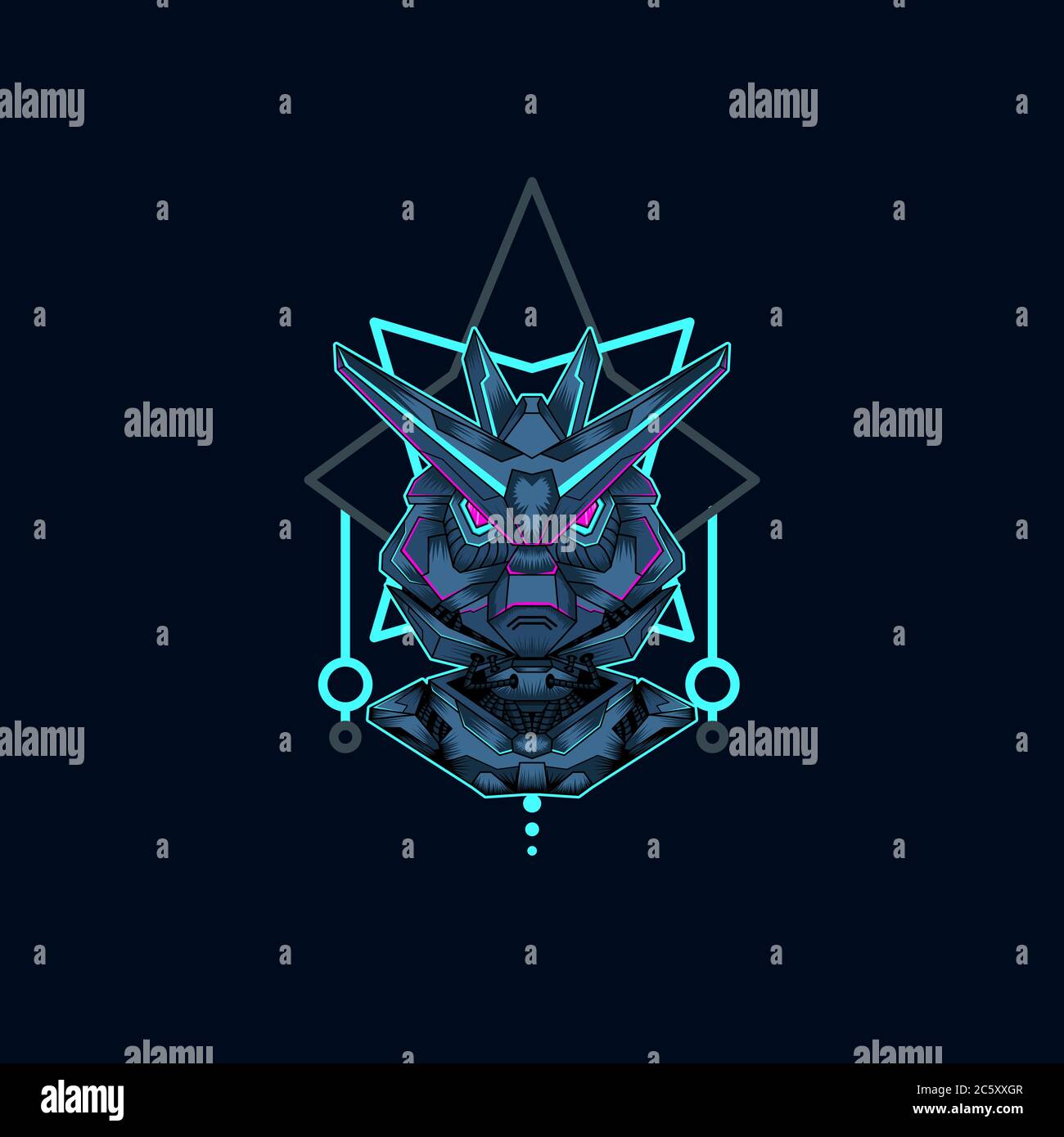 mecha with sacred geometry background vector graphic design ...