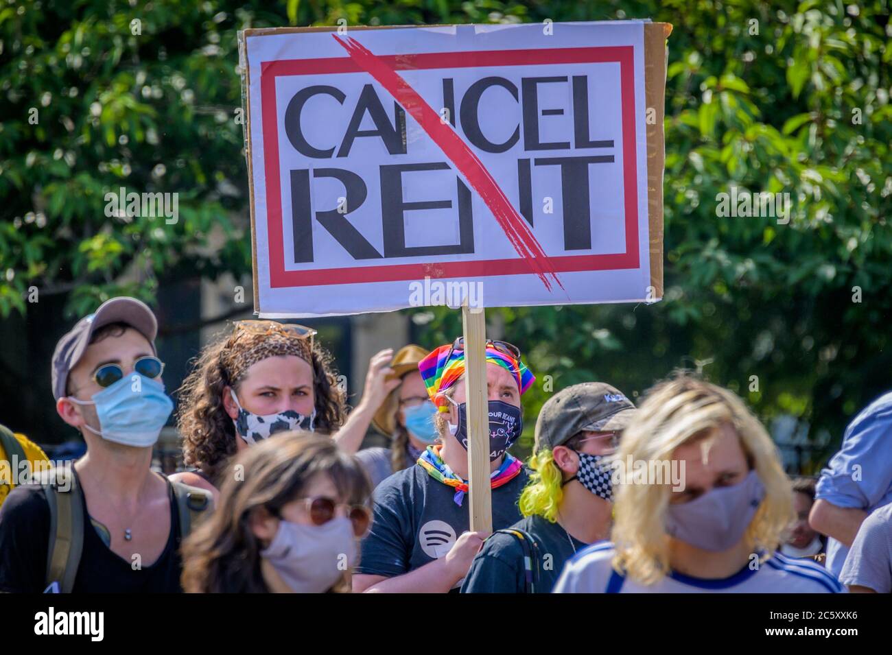 USA. 05th July, 2020. Tenants and Housing Activists gathered at Maria ...