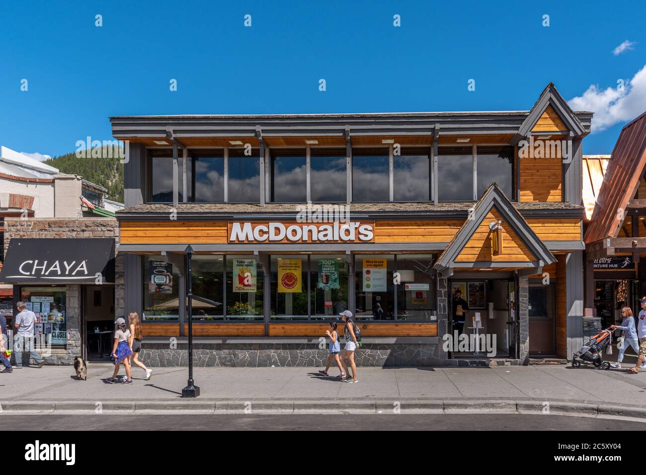 View of Banff Avenue in summer. Banff is the main town inside Banff ...