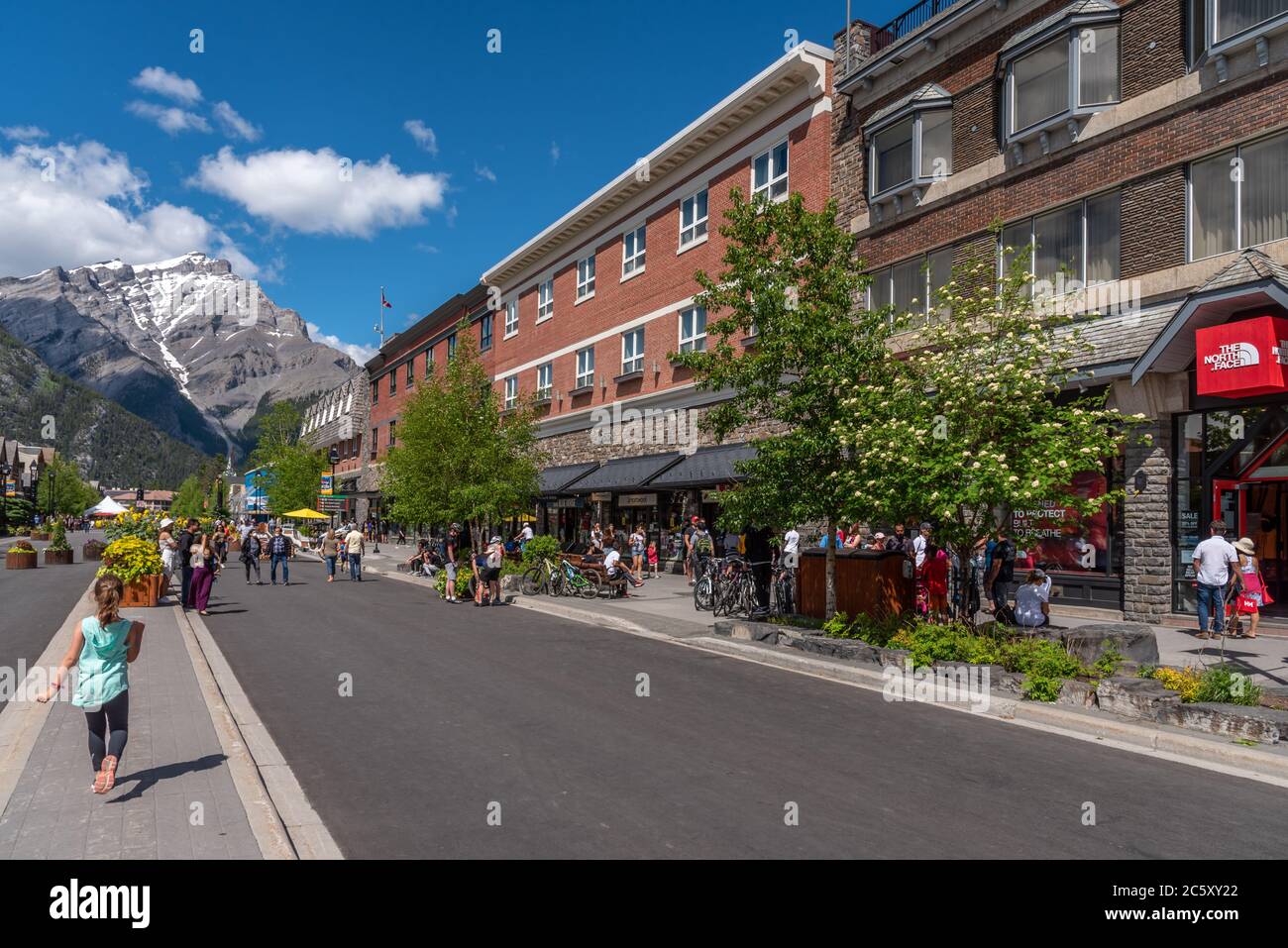 View of Banff Avenue in summer. Banff is the main town inside Banff ...