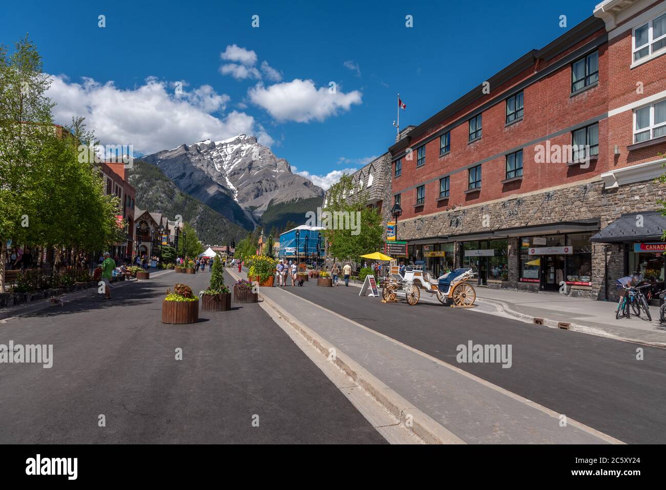 View of Banff Avenue in summer. Banff is the main town inside Banff ...
