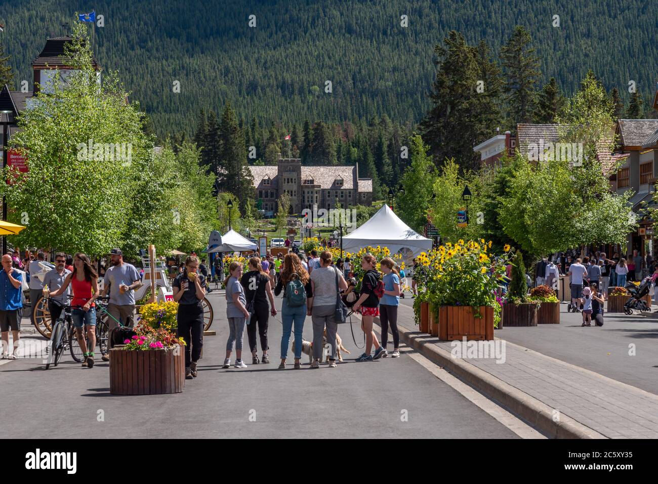 View of Banff Avenue in summer. Banff is the main town inside Banff ...