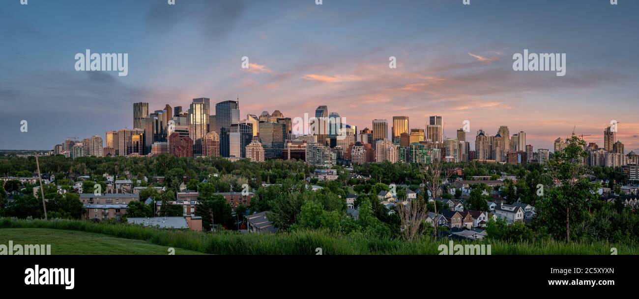View of Calgary's beautiful skyline during a beautiful sunset Stock ...