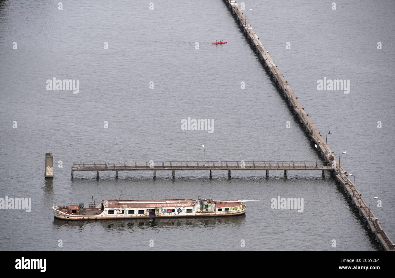 Berlin, Germany. 02nd July, 2020. A boat is moored at the jetty in the ...