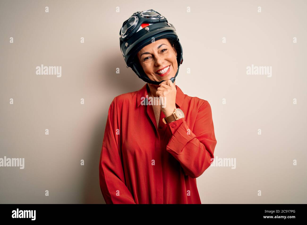 Old woman wearing helmet isolated hi-res stock photography and images ...