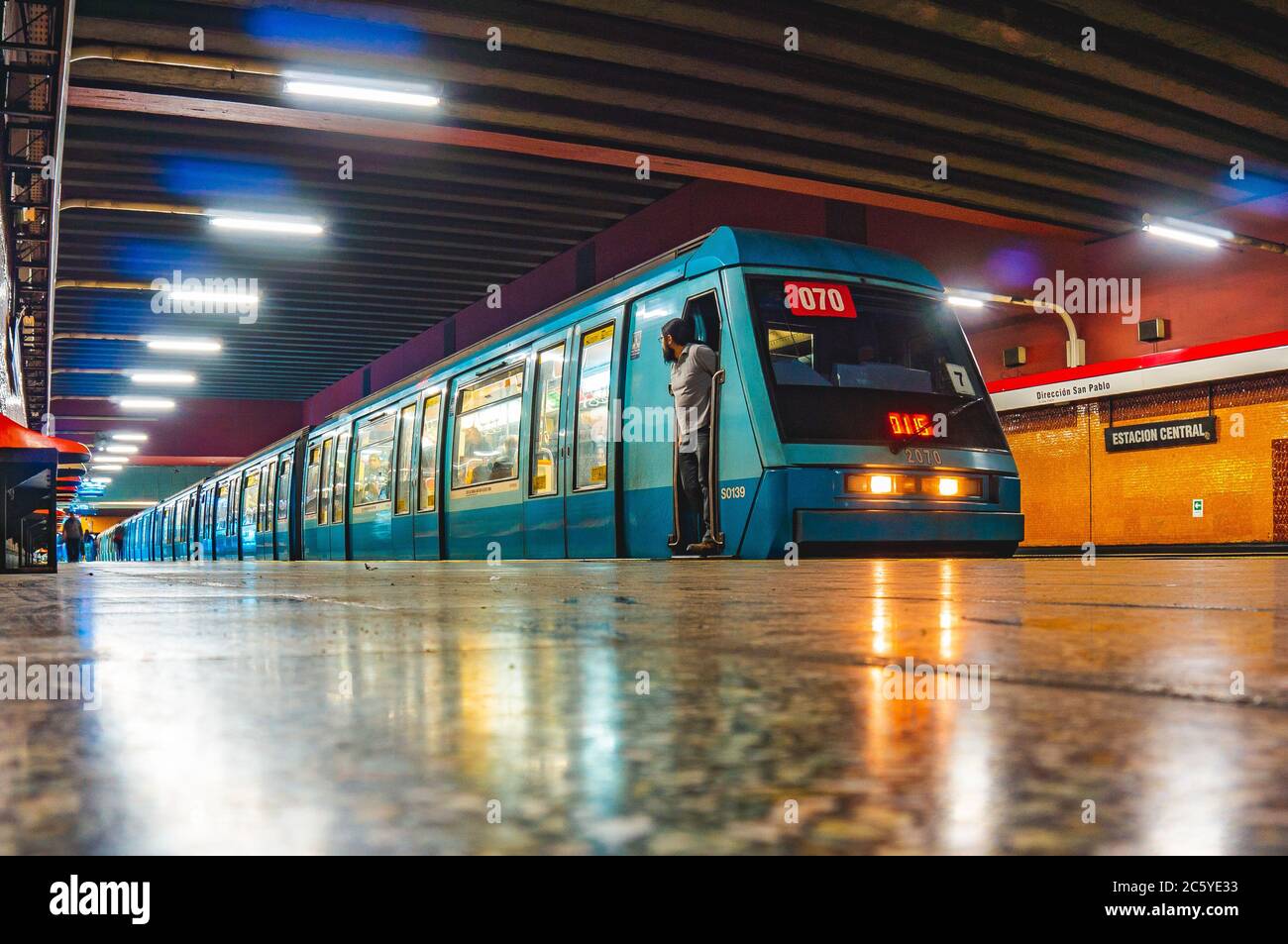Santiago, Chile - August 2015: A Metro de Santiago train at Line 1 ...