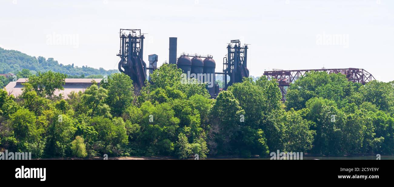 The Carrie Furnace Steel Mill as seen from across the Monongahela river ...