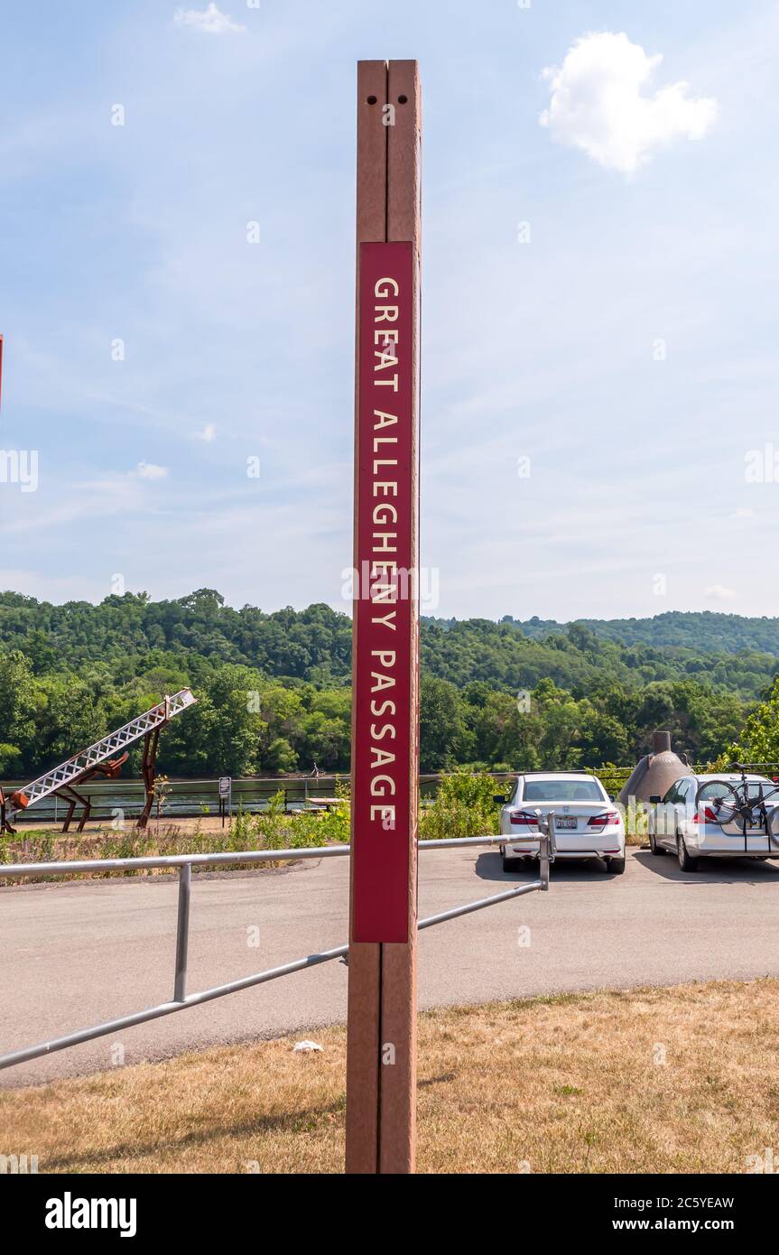 A sign for the Great Allegheny Passage Trail, Homestead, Pennsylvania ...