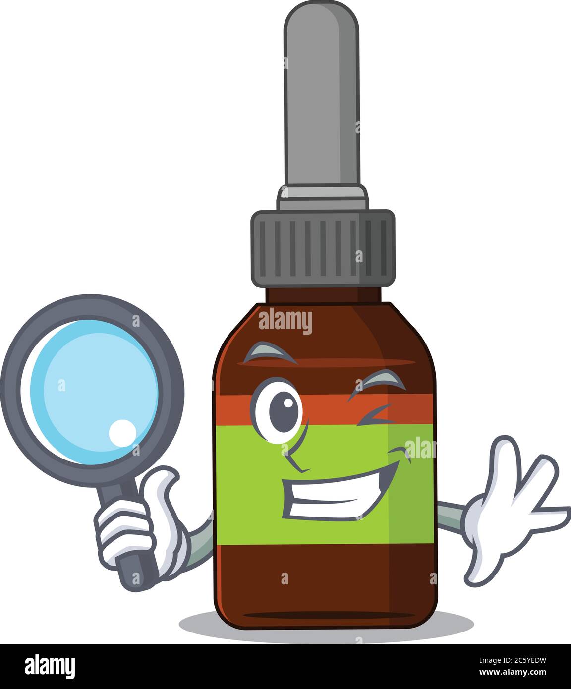 cartoon mascot design of liquid bottle super Detective breaking the ...