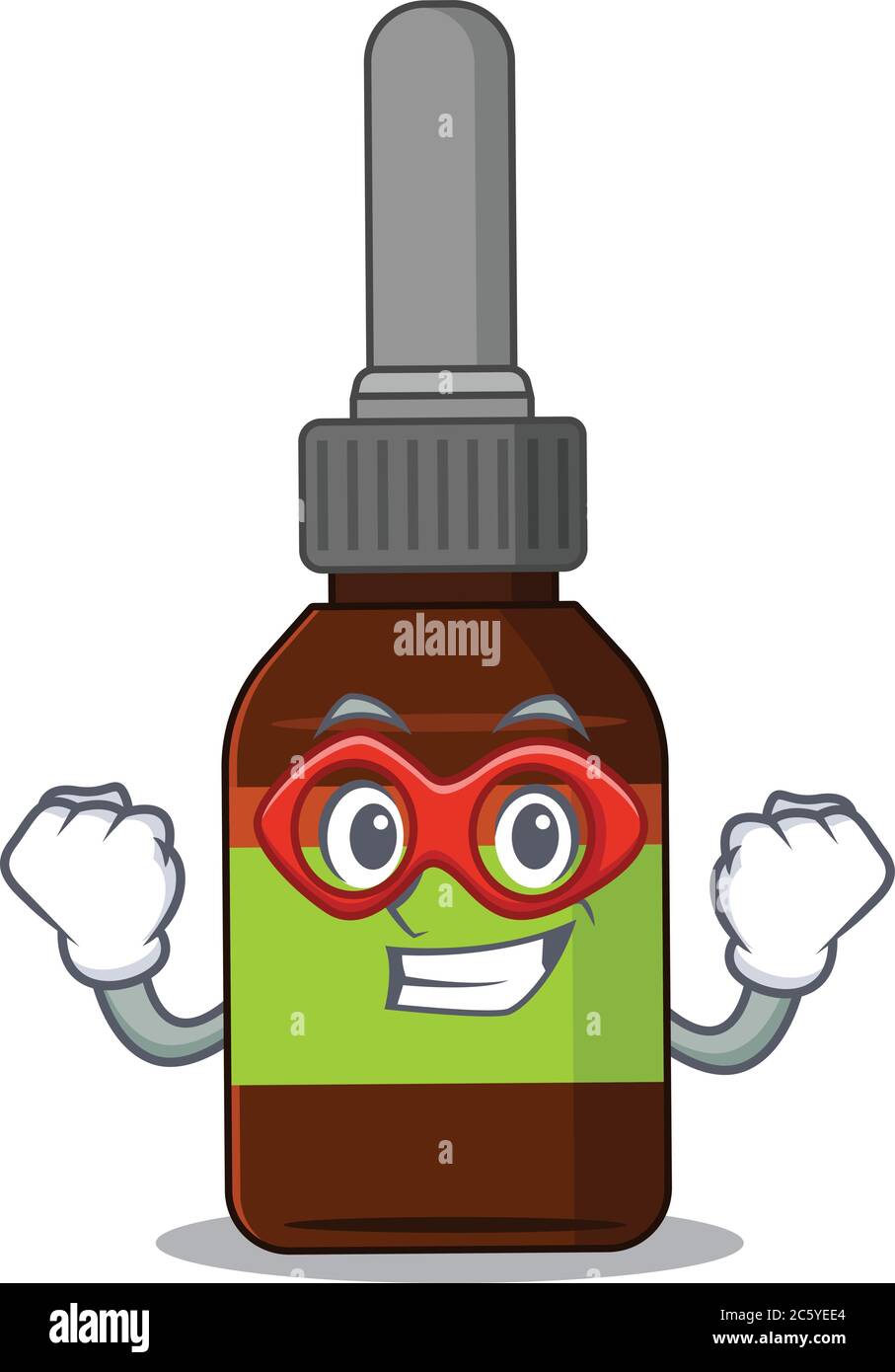 A cartoon mascot of liquid bottle in a fantastic Super hero character ...