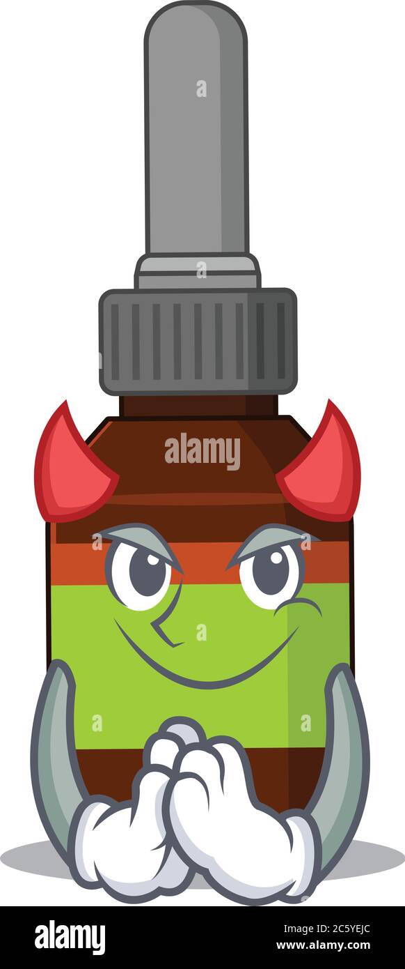 Liquid bottle clothed as devil cartoon character design on Halloween ...