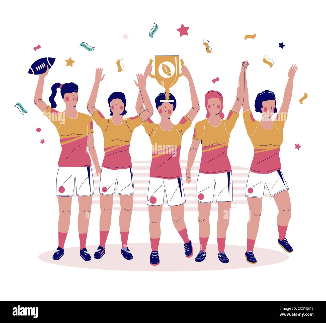 Women rugby championship, vector flat style design illustration Stock ...