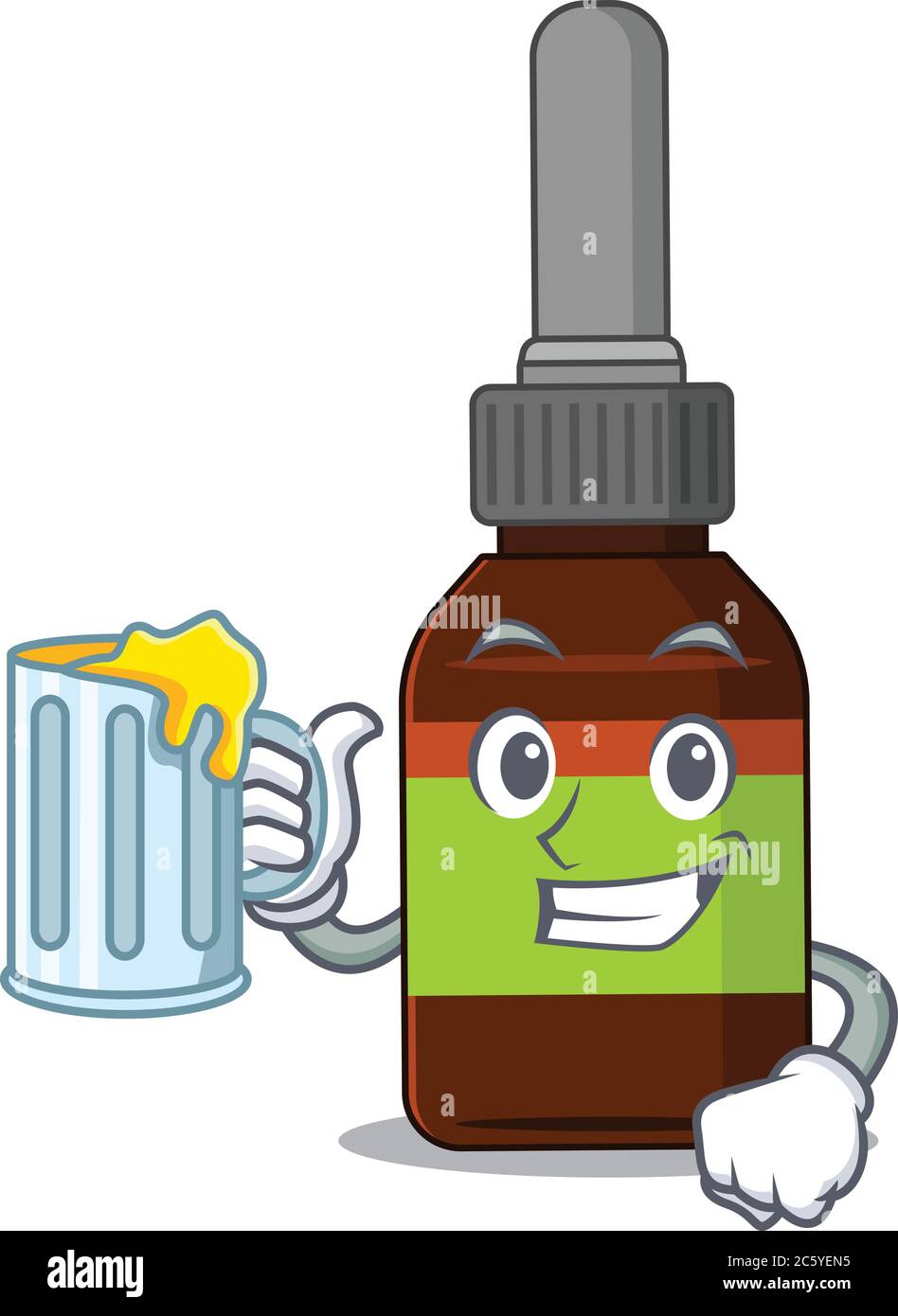 A cartoon concept of liquid bottle toast with a glass of beer Stock ...