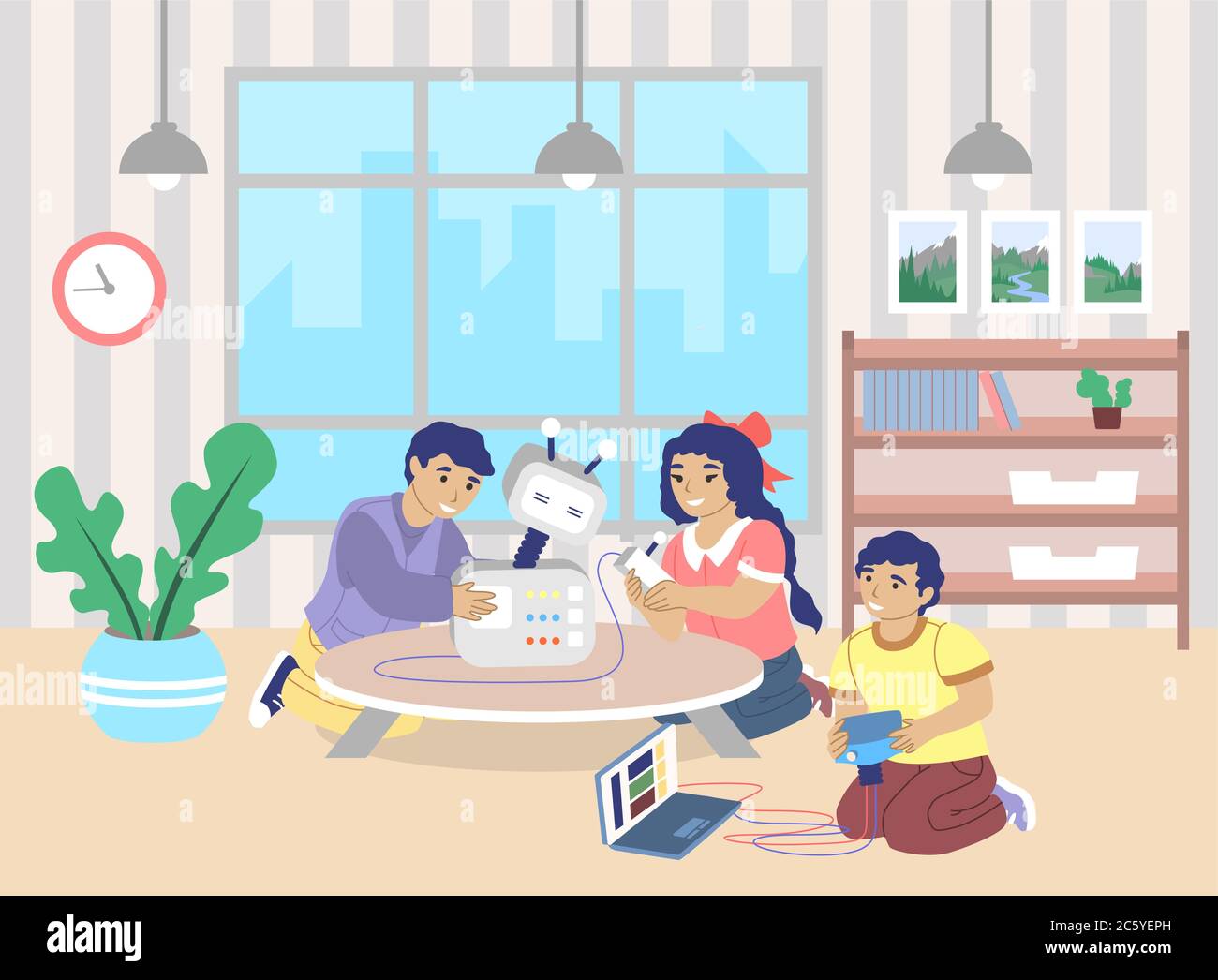 Entertainment robotics technologies, vector flat style design ...