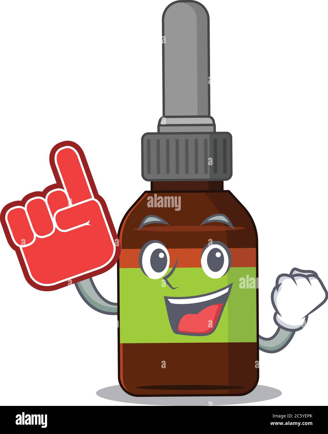 Liquid bottle in cartoon picture design with Foam finger Stock Vector ...