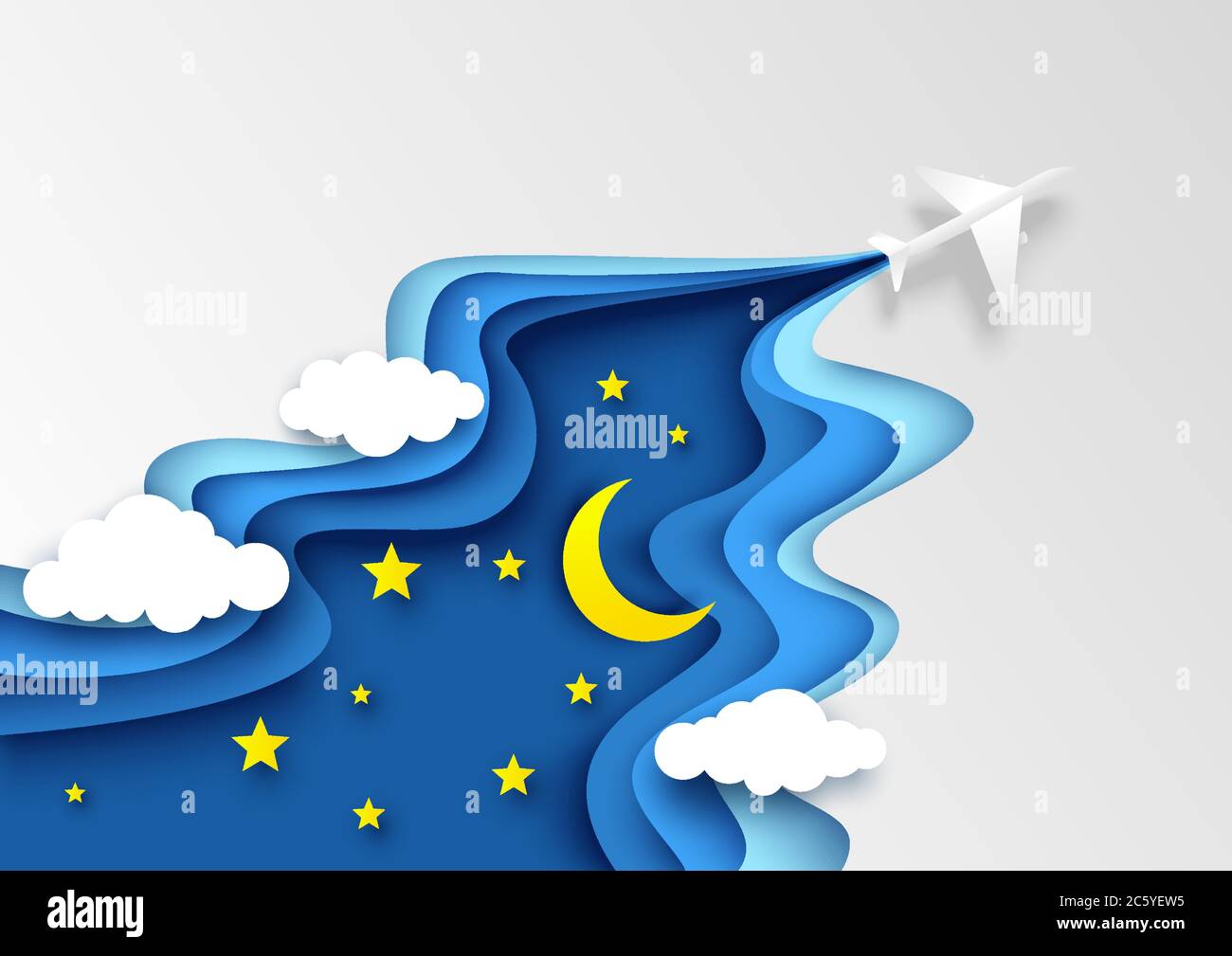 Air flight, vector layered paper cut style illustration Stock Vector ...