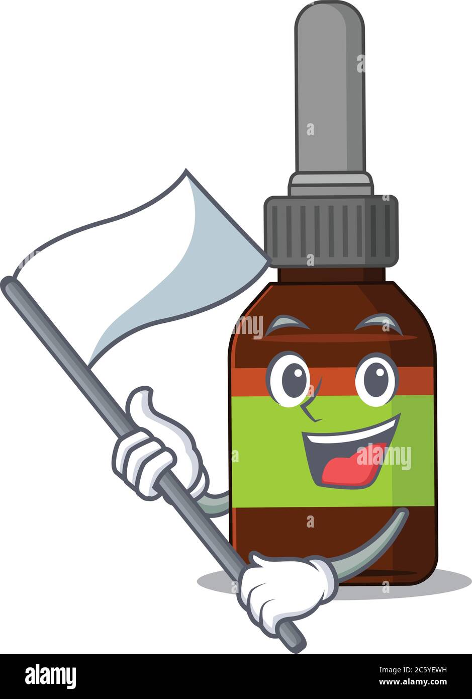 A brave liquid bottle mascot character design holding a white flag ...
