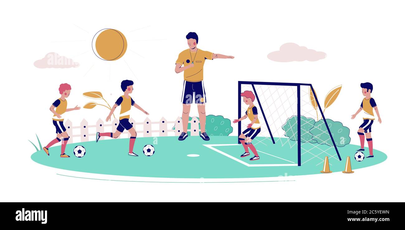 Kids soccer school vector flat style design illustration Stock Vector ...