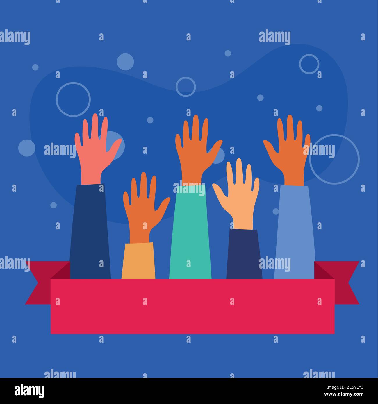 five friends hands with ribbon design of friendship and love theme ...