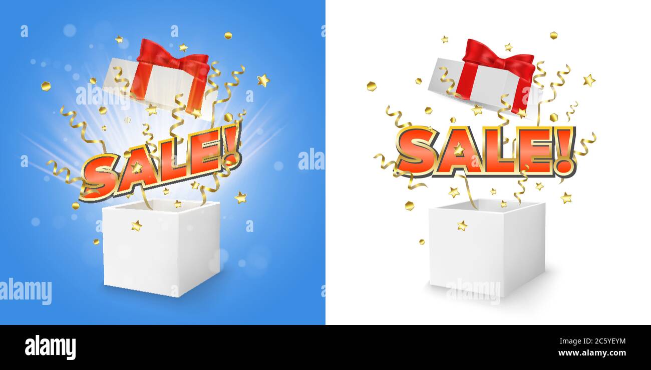 Sale gift box set, vector concept for banner, poster Stock Vector Image ...