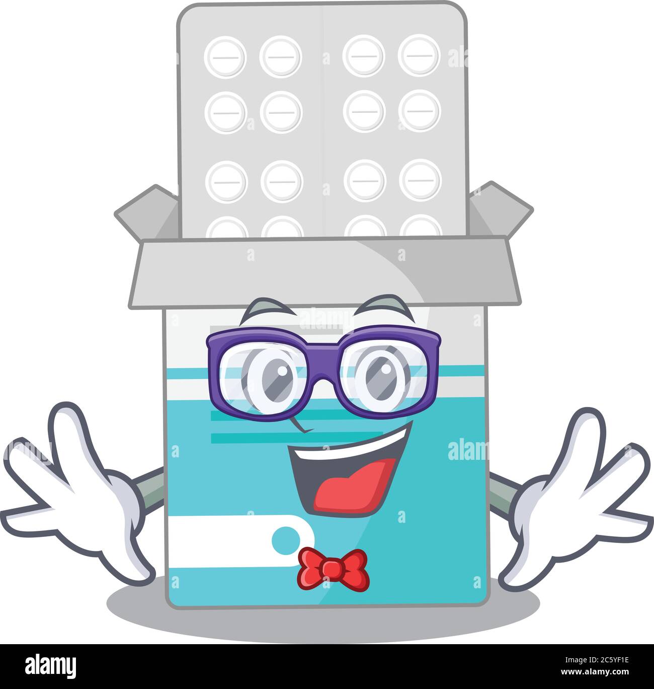 A caricature drawing of nerd medical medicine bottle wearing weird ...