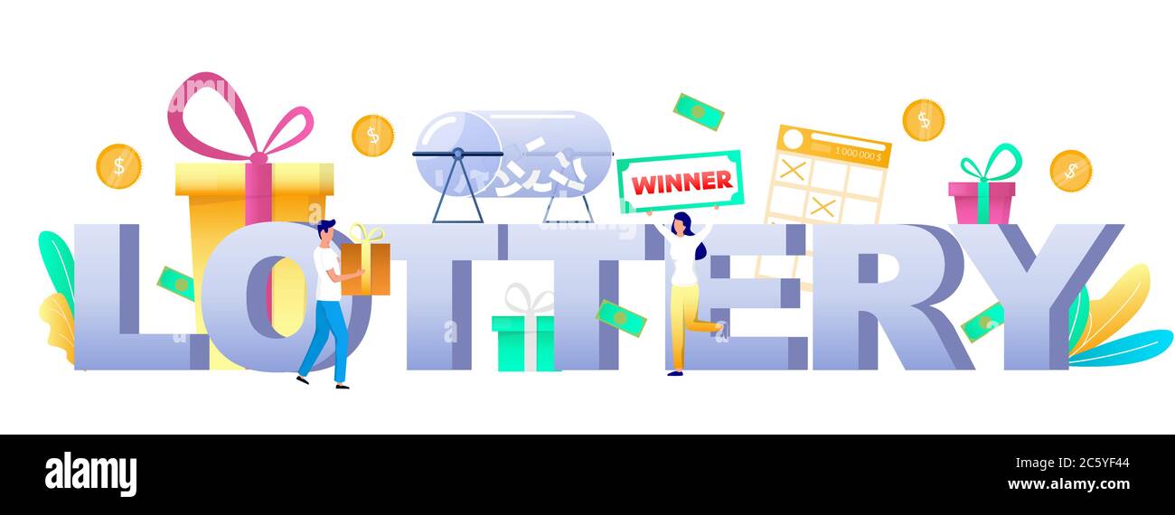 Lottery game typography banner template, vector illustration Stock ...