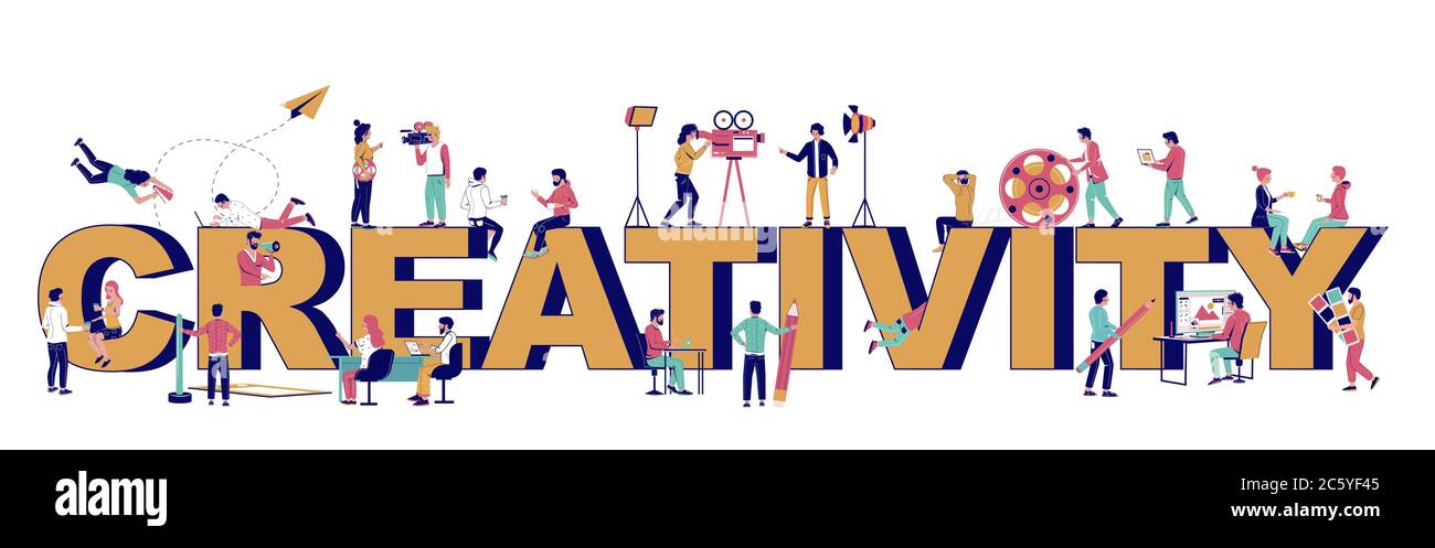 Creativity typography banner template, vector flat illustration Stock ...