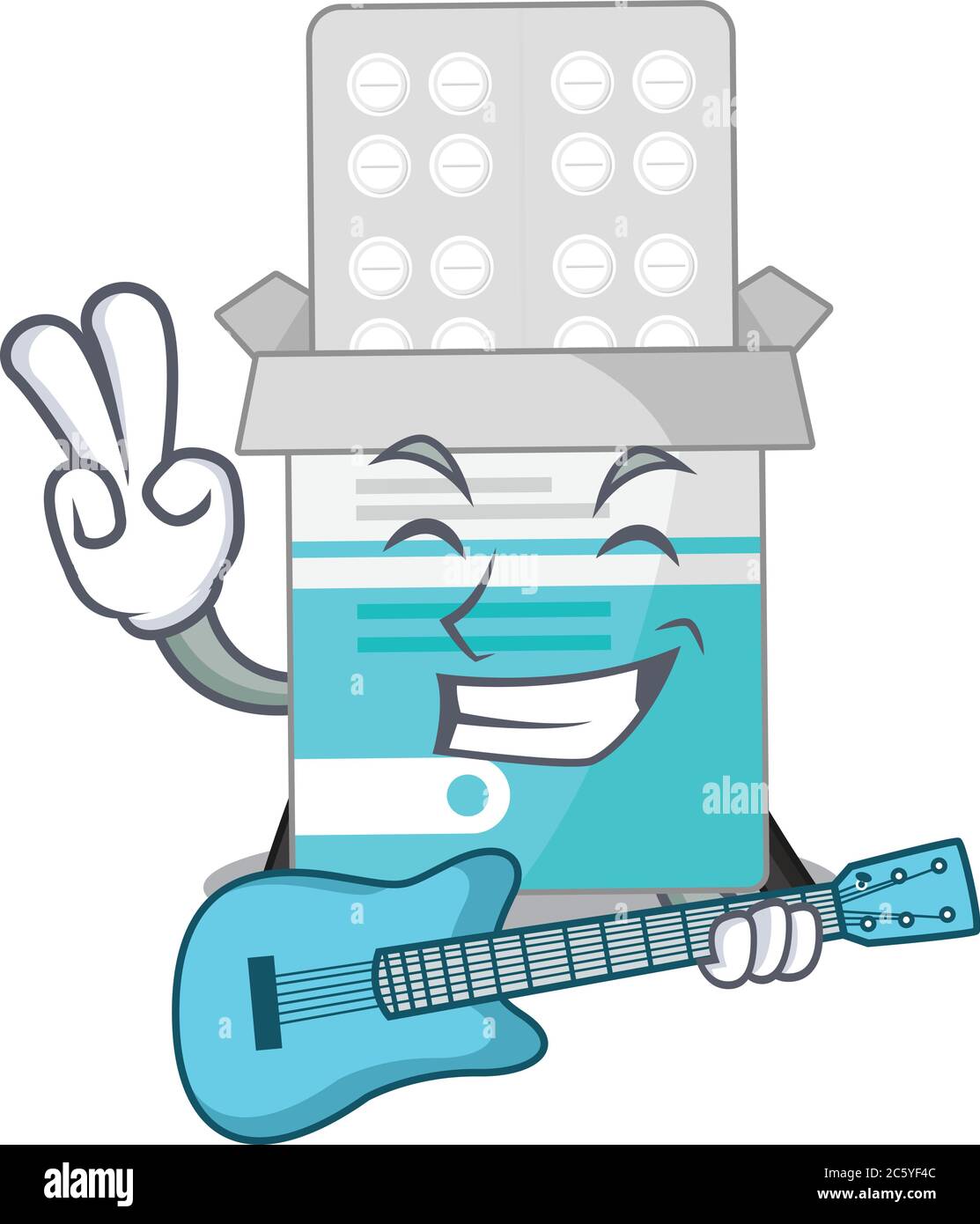 Medical medicine bottle musician cartoon design playing a guitar Stock ...
