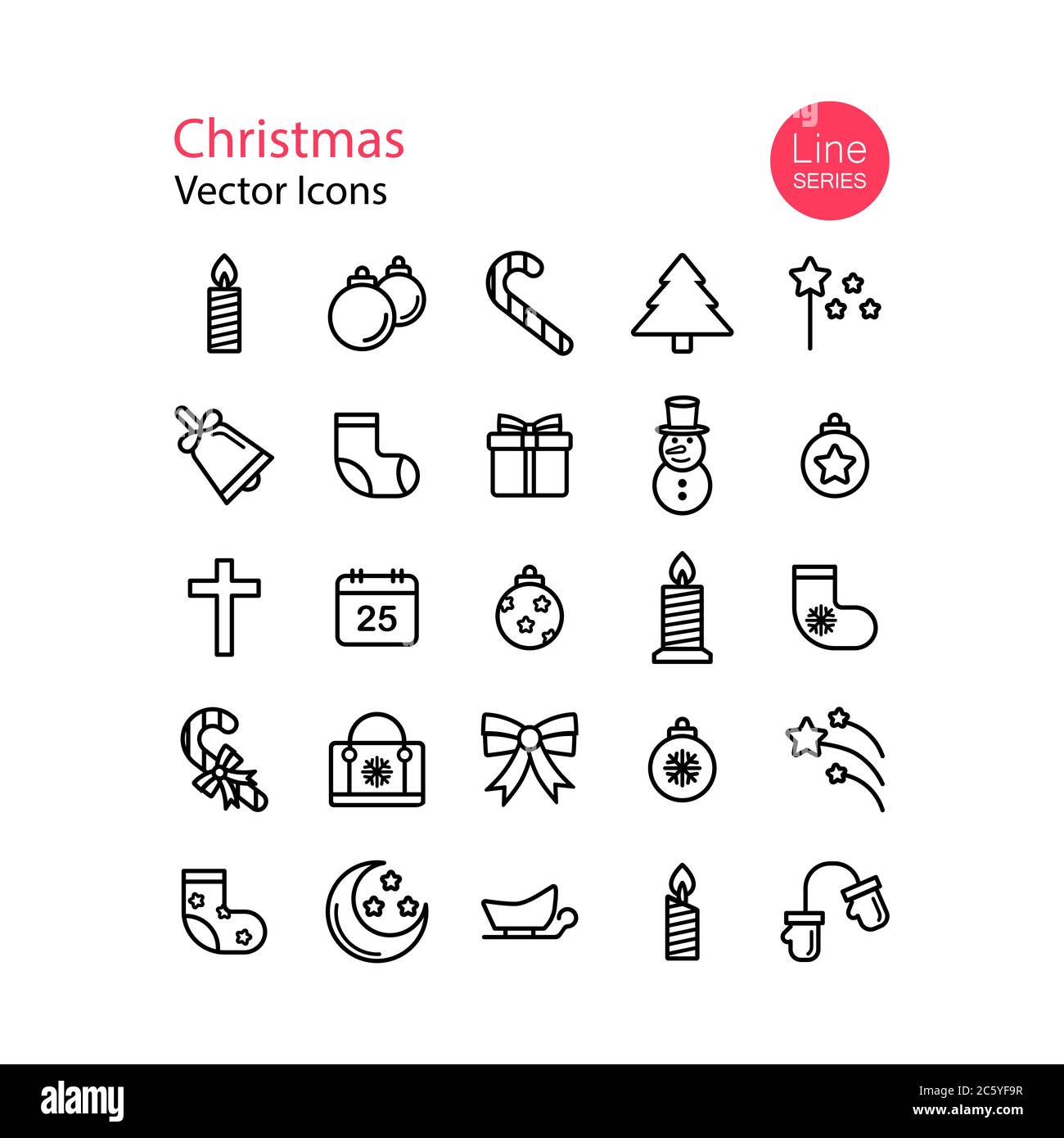 Christmas line icons set. Vector on isolated white background. Eps 10 ...
