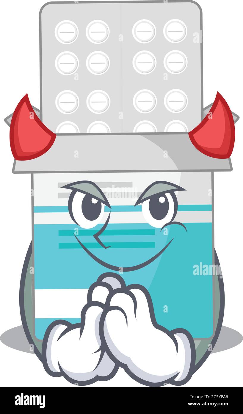 Medical medicine bottle clothed as devil cartoon character design on ...