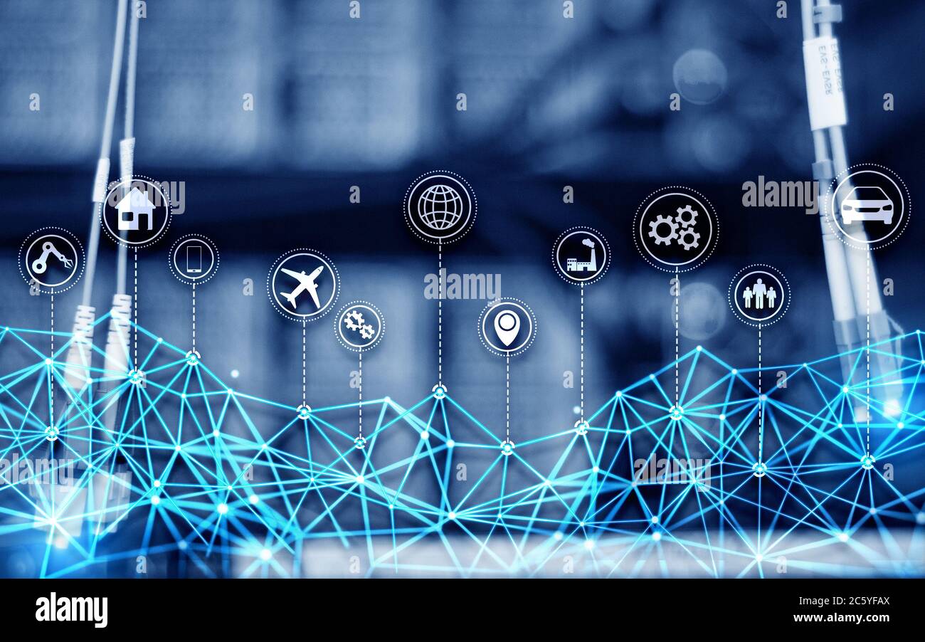 IOT internet of things digital technology concept. Server room ...