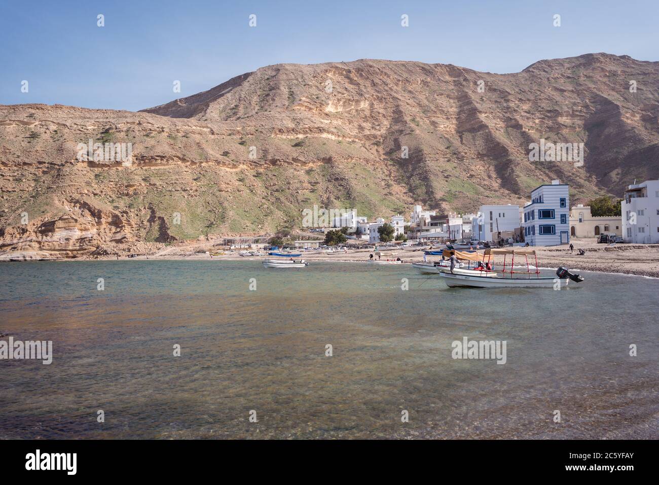 Muscat / Oman - February 10, 2020: scenic landscape view of Qantab ...