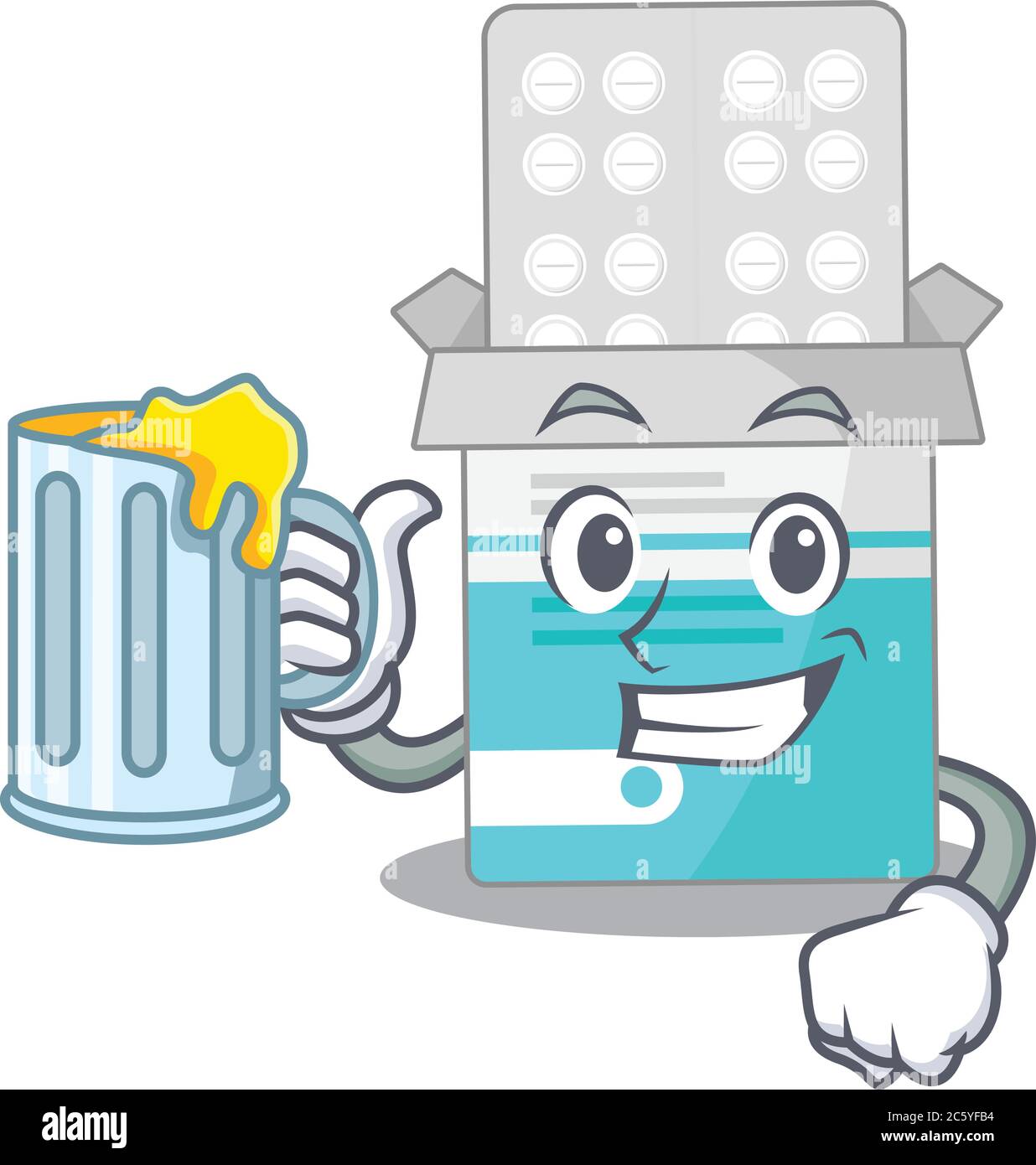 A cartoon concept of medical medicine bottle toast with a glass of beer ...