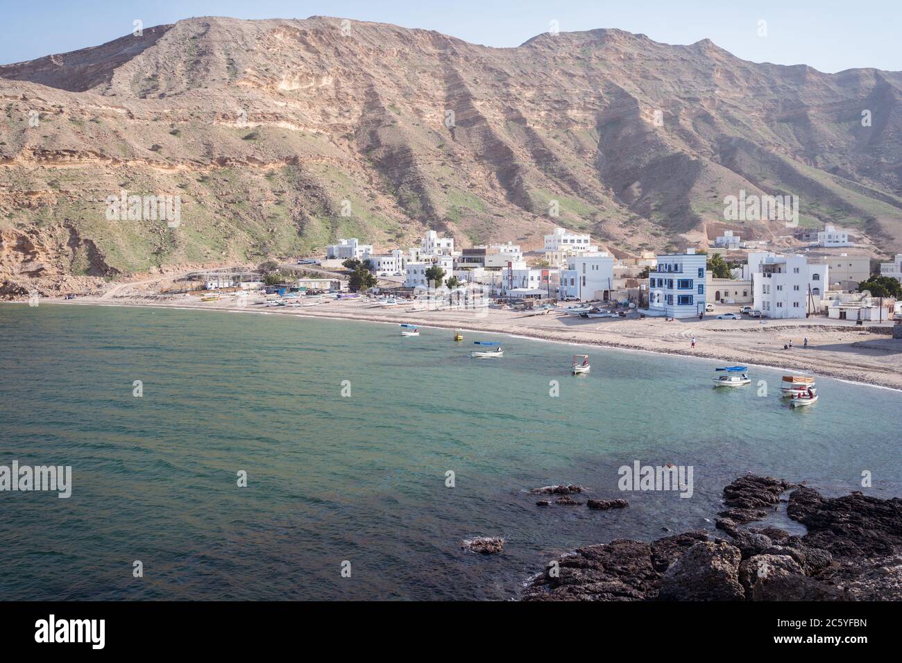 Muscat / Oman - February 10, 2020: scenic landscape view of Qantab ...