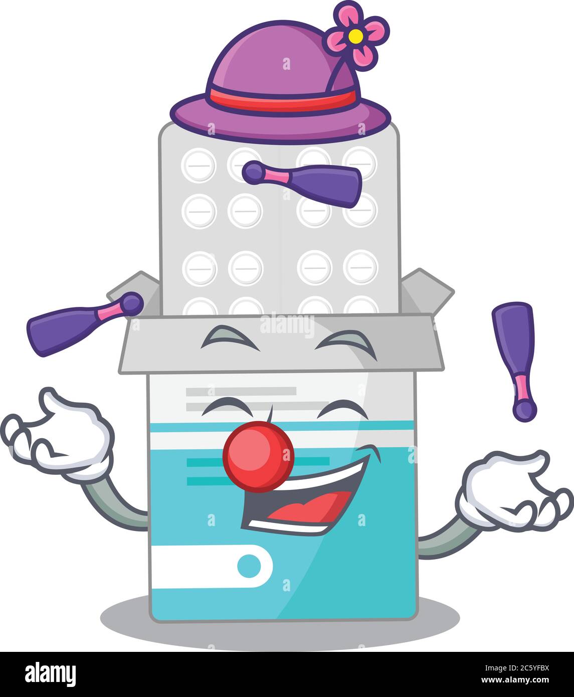 A medical medicine bottle cartoon design style love playing juggling ...