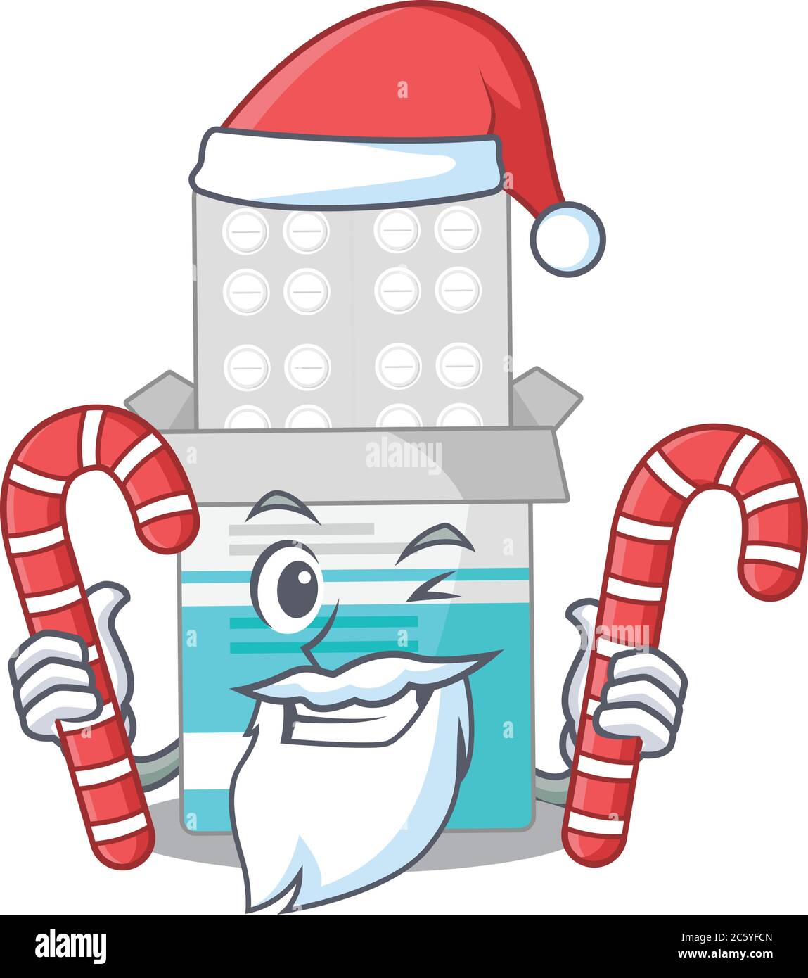 Medical medicine bottle dressed in Santa Cartoon character with ...