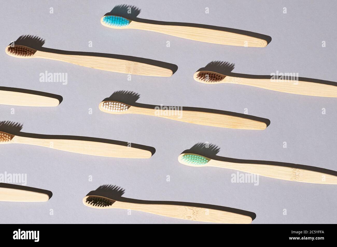 Set of bamboo toothbrushes. Different color Stock Photo - Alamy