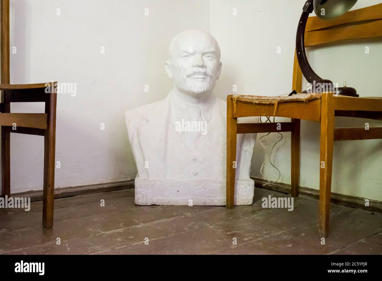 A bust of Lenin in a former prison building used by the German Nazis ...