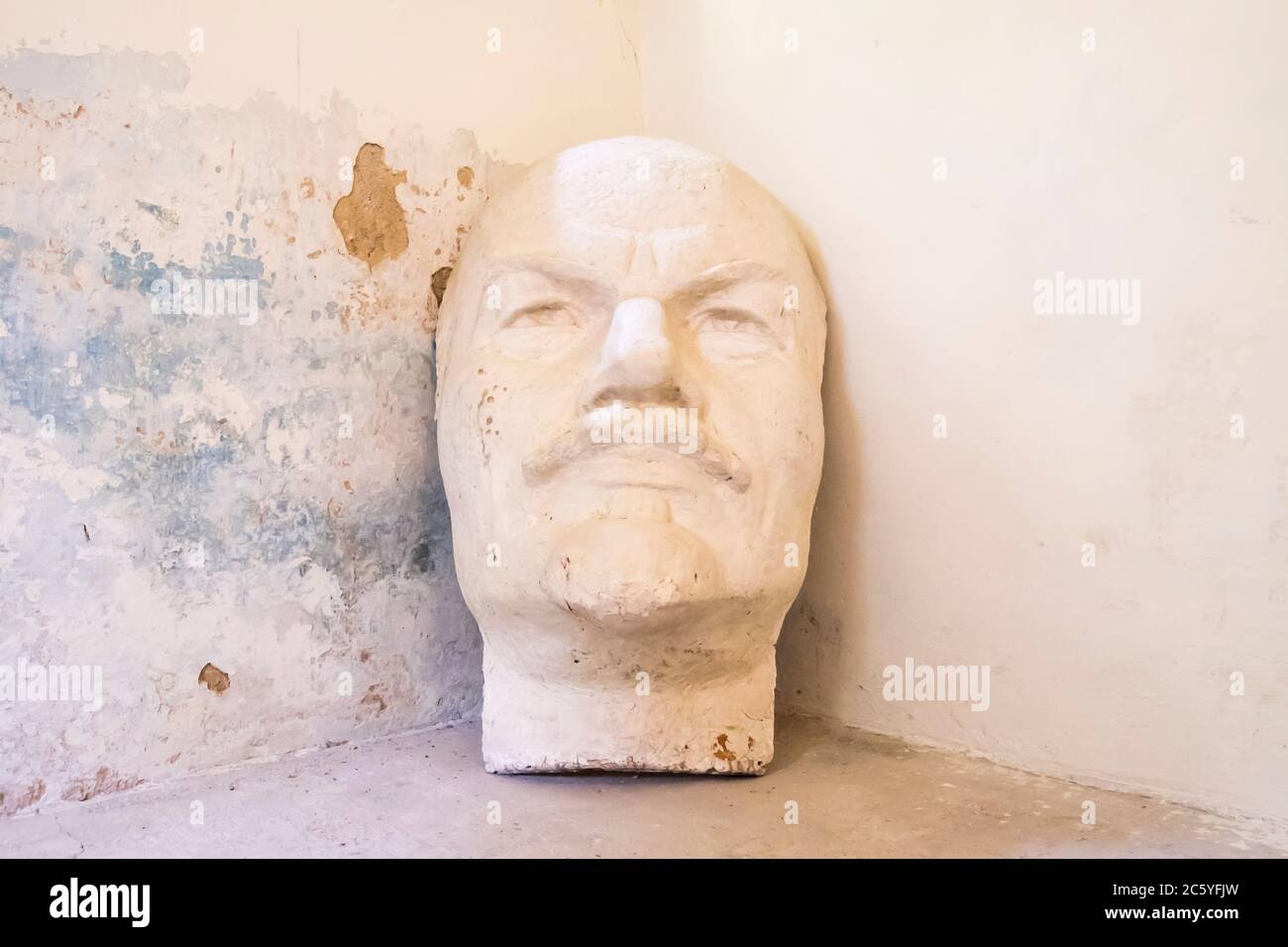 A bust of Lenin in a former prison building used by the German Nazis ...
