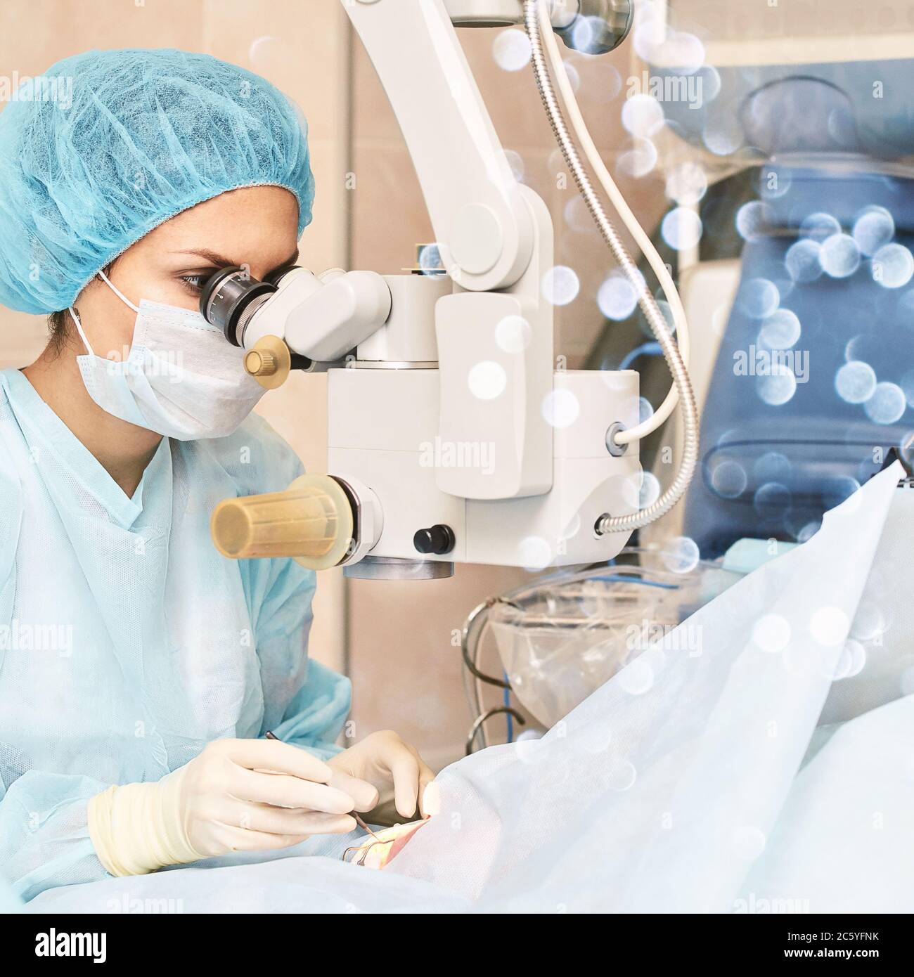 People at hospital background. Blue medical backdrop. Healthcare ...