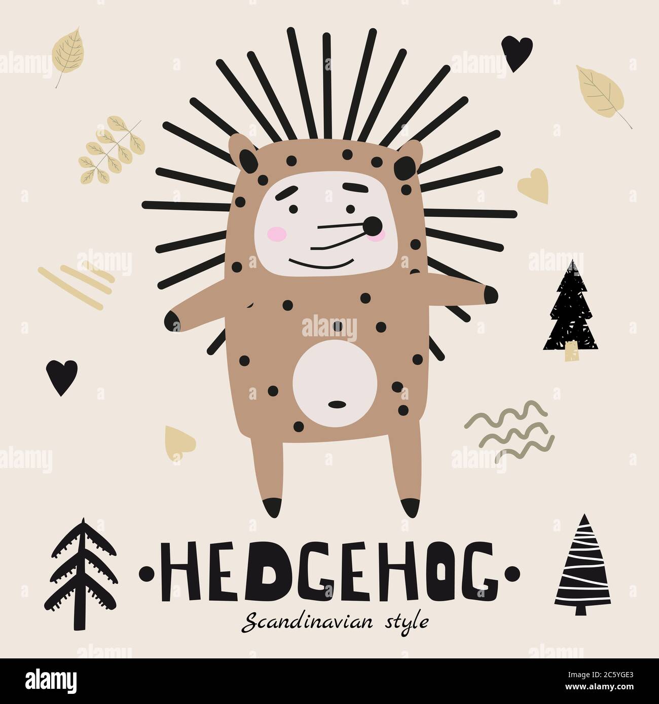 Hedgehog cute funny character. Childish vector illustration in ...