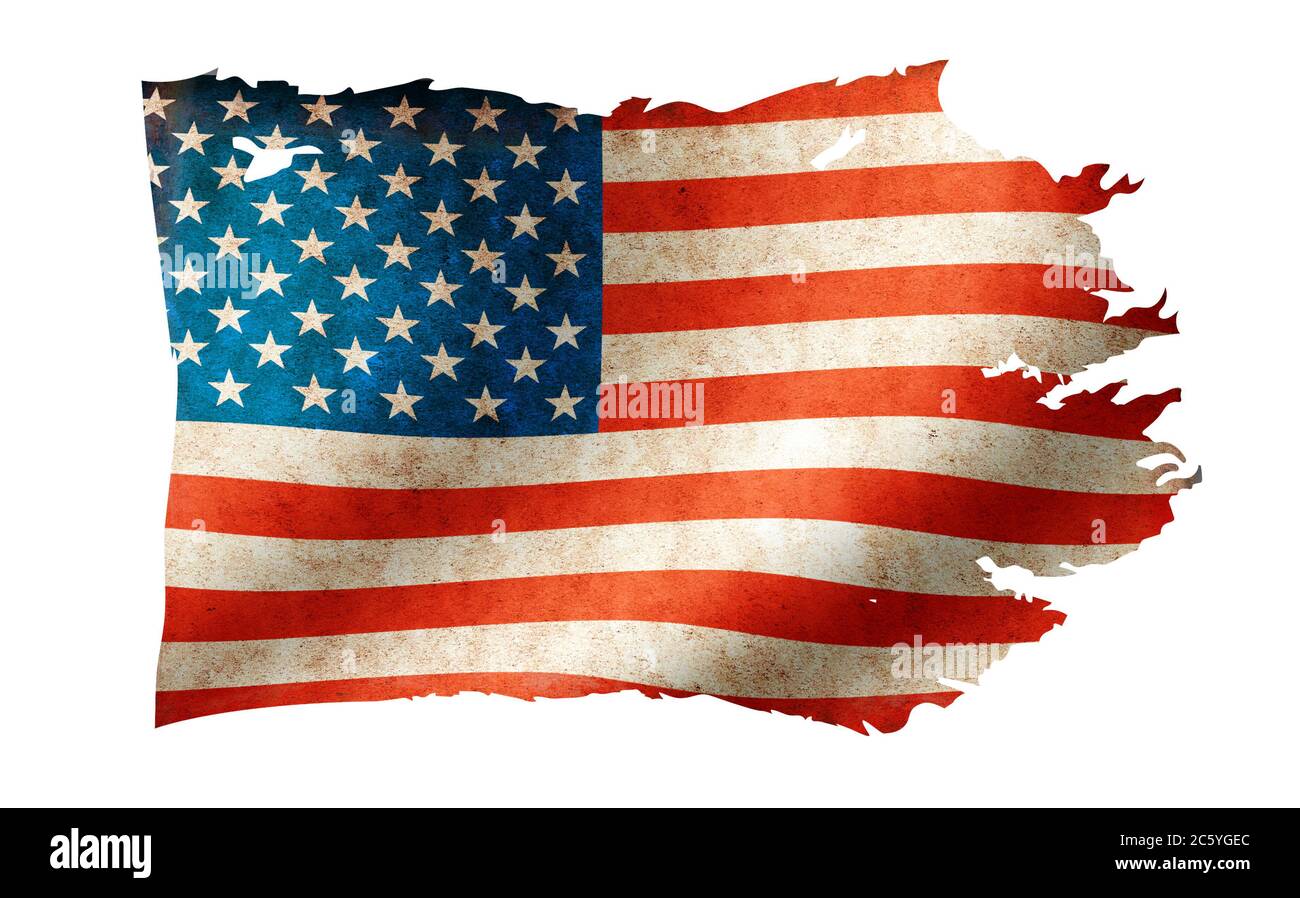 Dirty and torn country flag illustration / USA, United states of ...