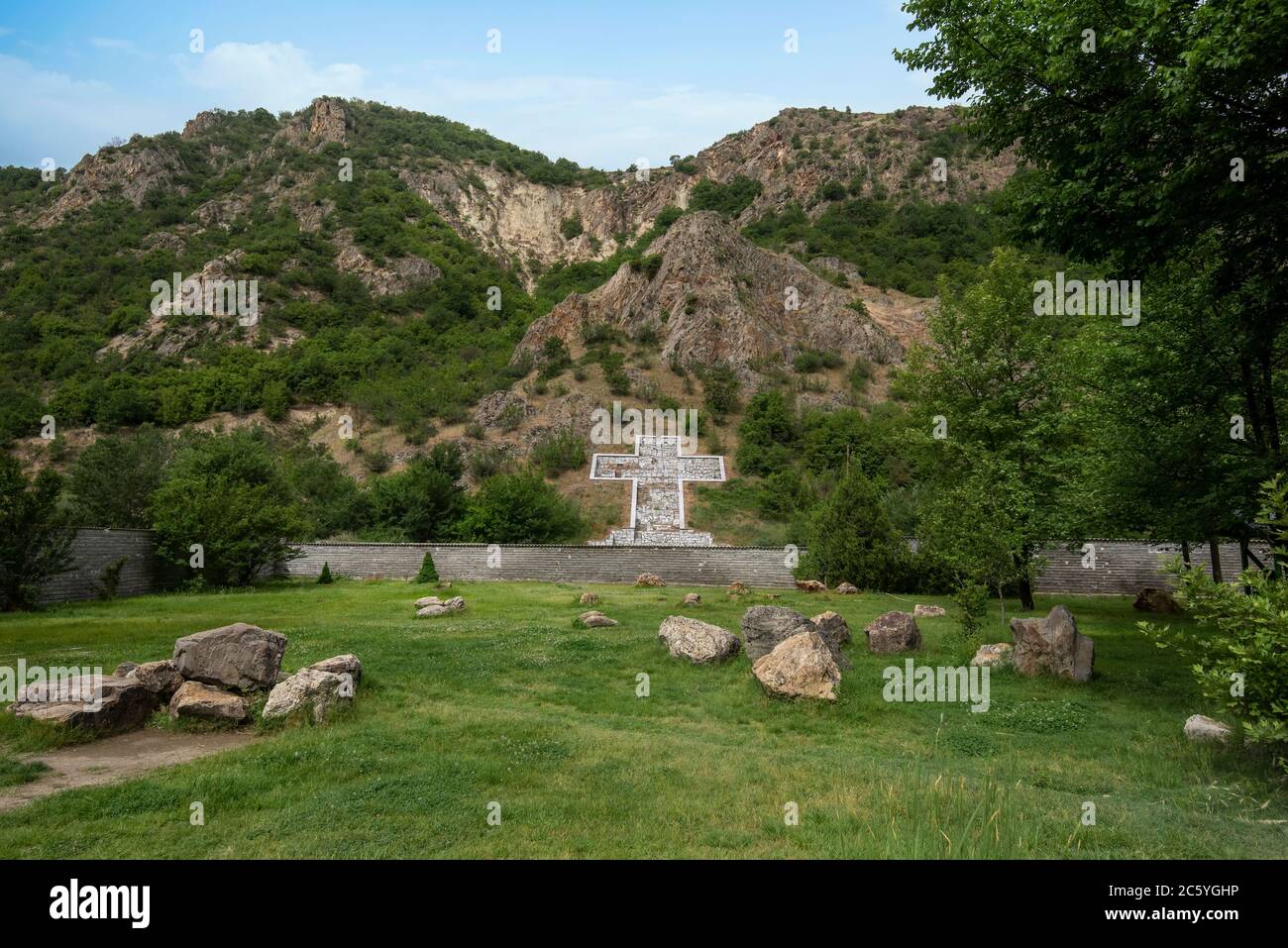 Cross in the mountain in memory of bulgarian prophet Baba Vanga at ...
